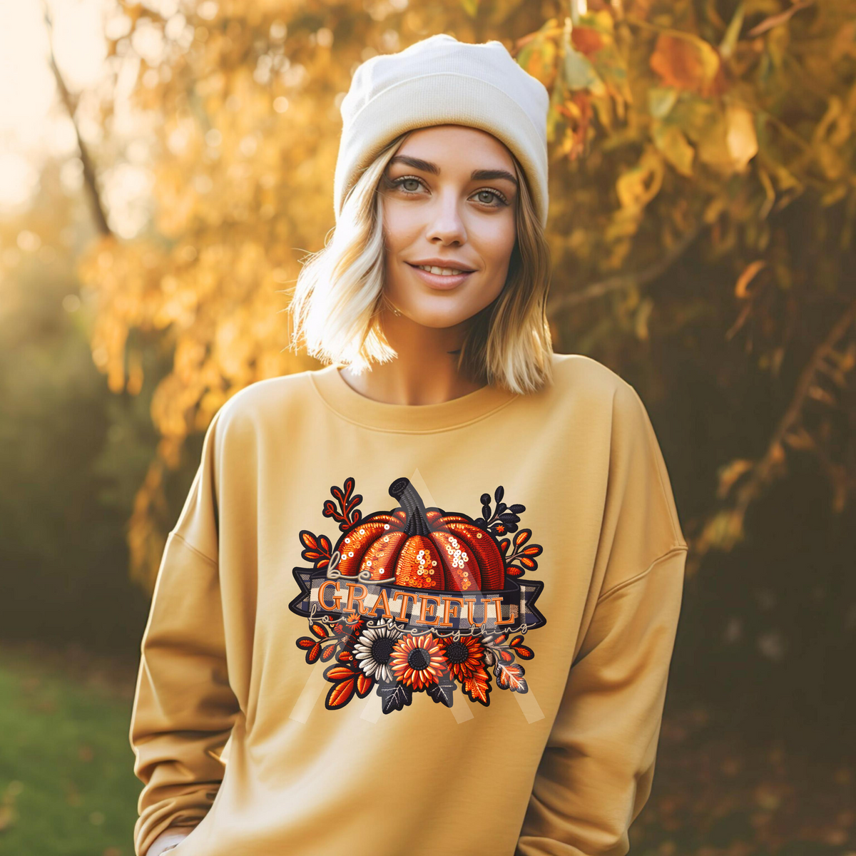 Be Grateful Sequin Pumpkin – Up North Screen Prints