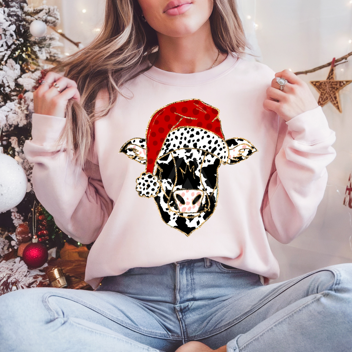 Christmas Black Speckled Cow – Up North Screen Prints