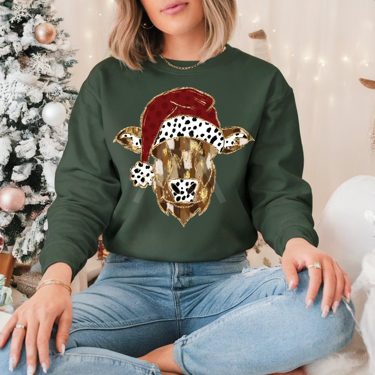 Christmas Brown Speckled Cow – Up North Screen Prints