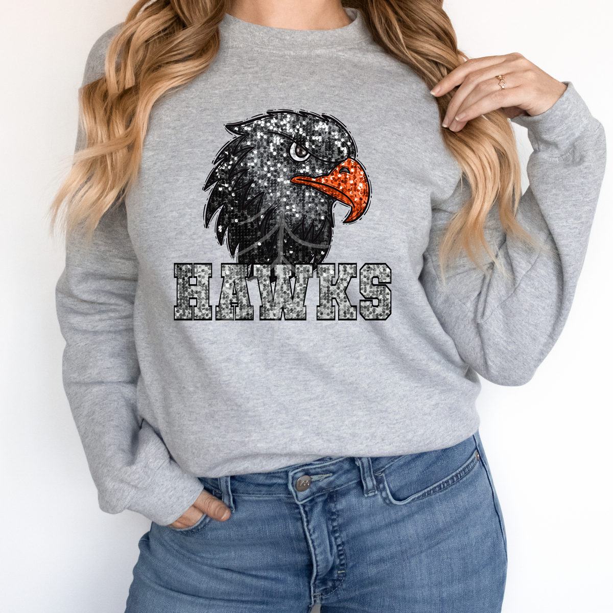 Hawks Sequin Mascot – Up North Screen Prints