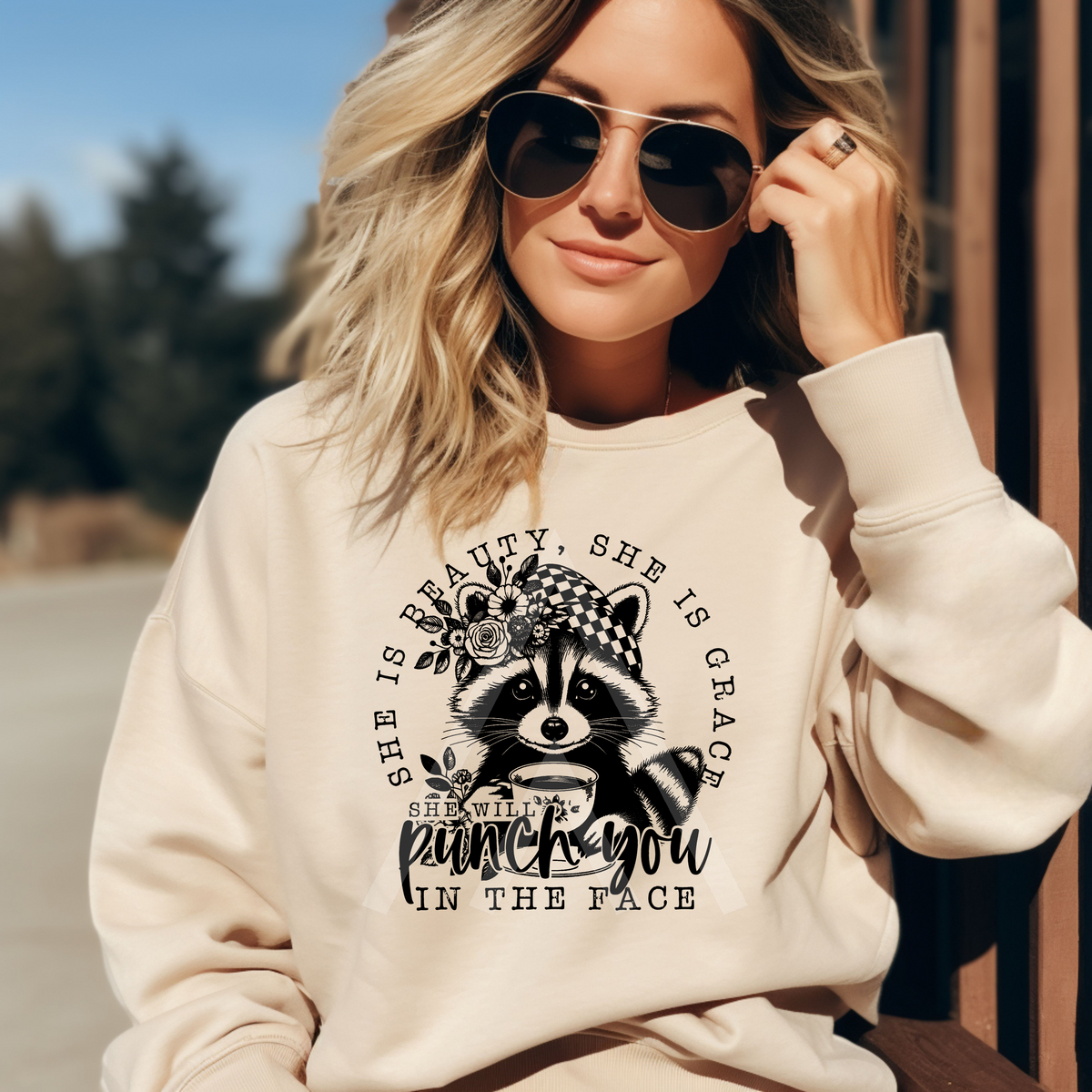 She Is Beauty Grace Raccoon – Up North Screen Prints