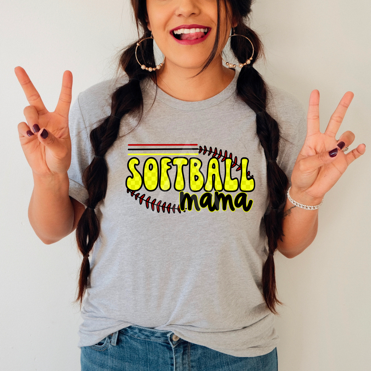Softball Stripes Mama – Up North Screen Prints
