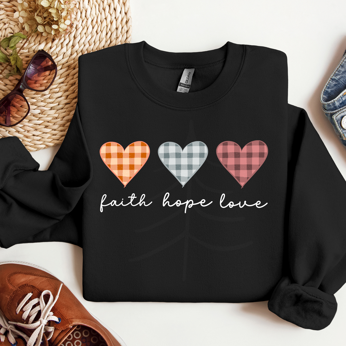 Checkered Faith Hope Love – Up North Screen Prints